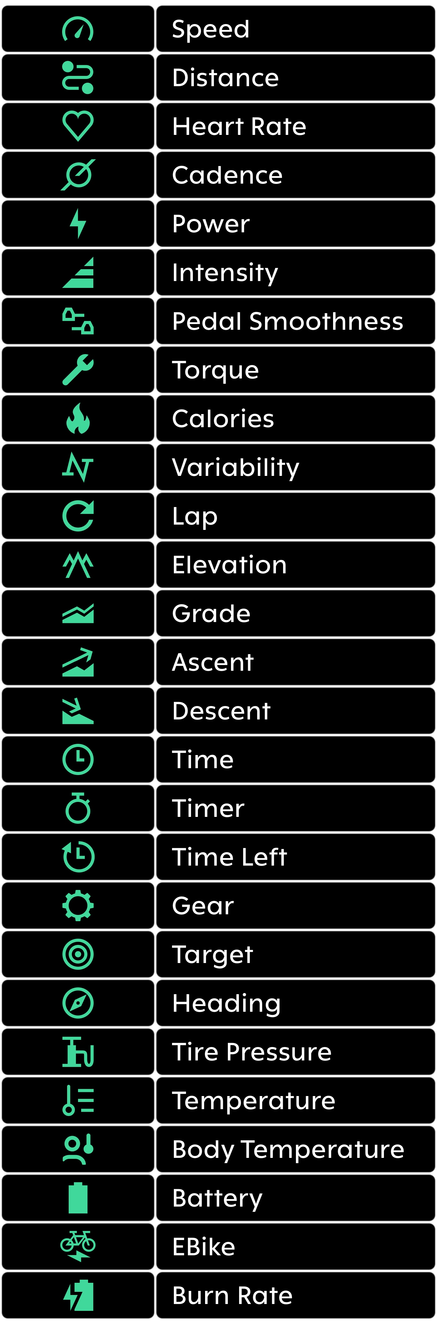 Data Field Icons - Legend – Hammerhead